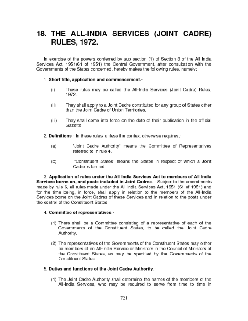 The All India Services (Joint Cadre) Rules, 1972 | GAD